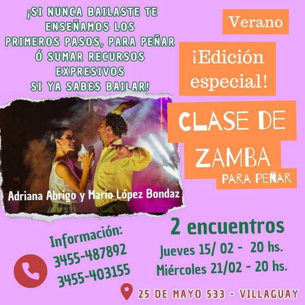 En verano clases de zamba para peñar